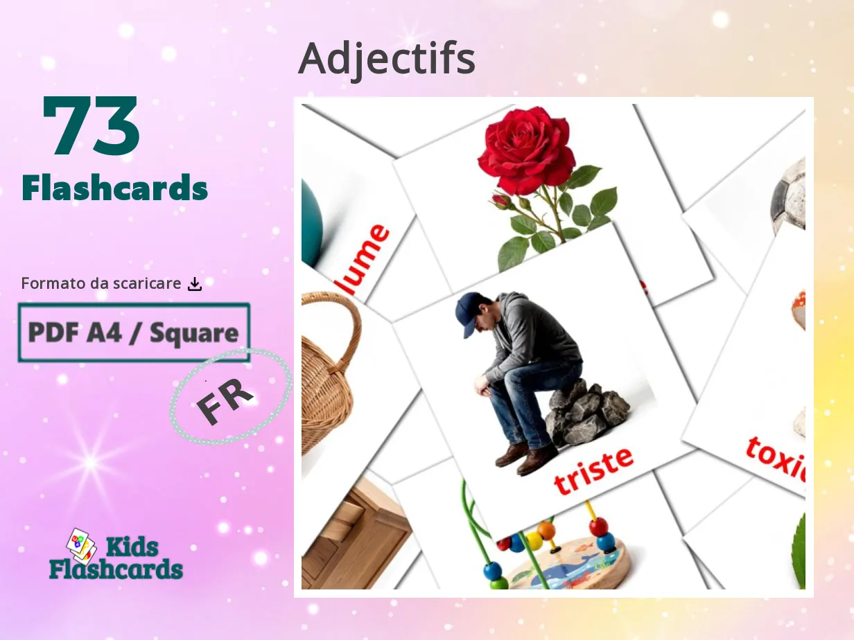 73 Flashcard GRATUITE sugli Aggettivi in Francese | 4 PDF Stampabili
