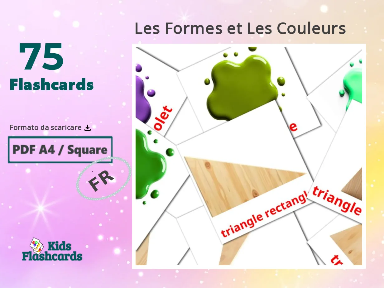 75 Flashcard GRATUITE sugli Colori e forme in Francese | 4 PDF Stampabili
