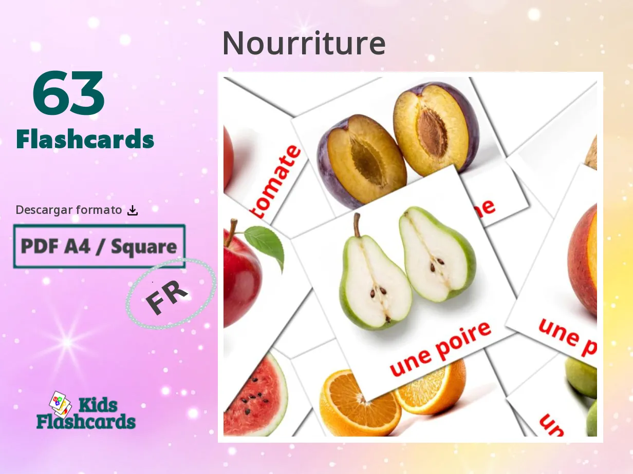 63 Tarjetas Didacticas de Alimentos para Imprimir GRATIS en Francés | PDFs