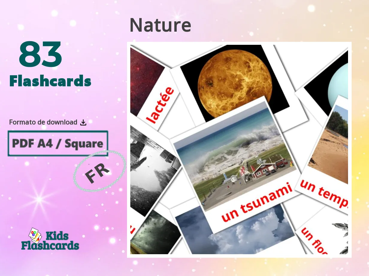 83 Flashcards de Natureza GRÁTIS em Francês | 4 PDFs imprimíveis