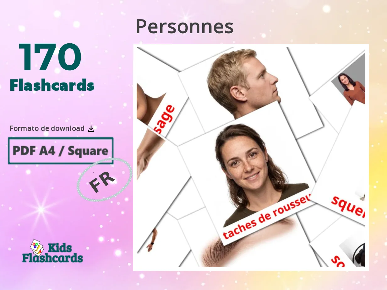 170 Flashcards de Pessoas GRÁTIS em Francês | 4 PDFs imprimíveis