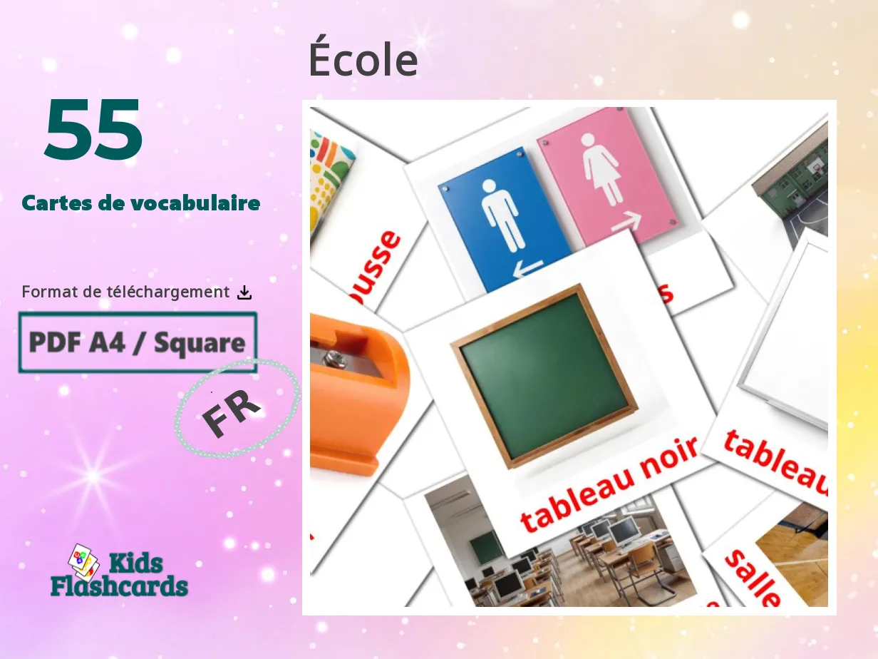 55 Cartes de vocabulaire École GRATUITES à imprimer | PDF | Vocabulaire ...