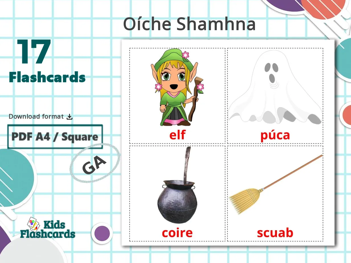 17 Printable Halloween Flashcards in Irish (Free PDF)