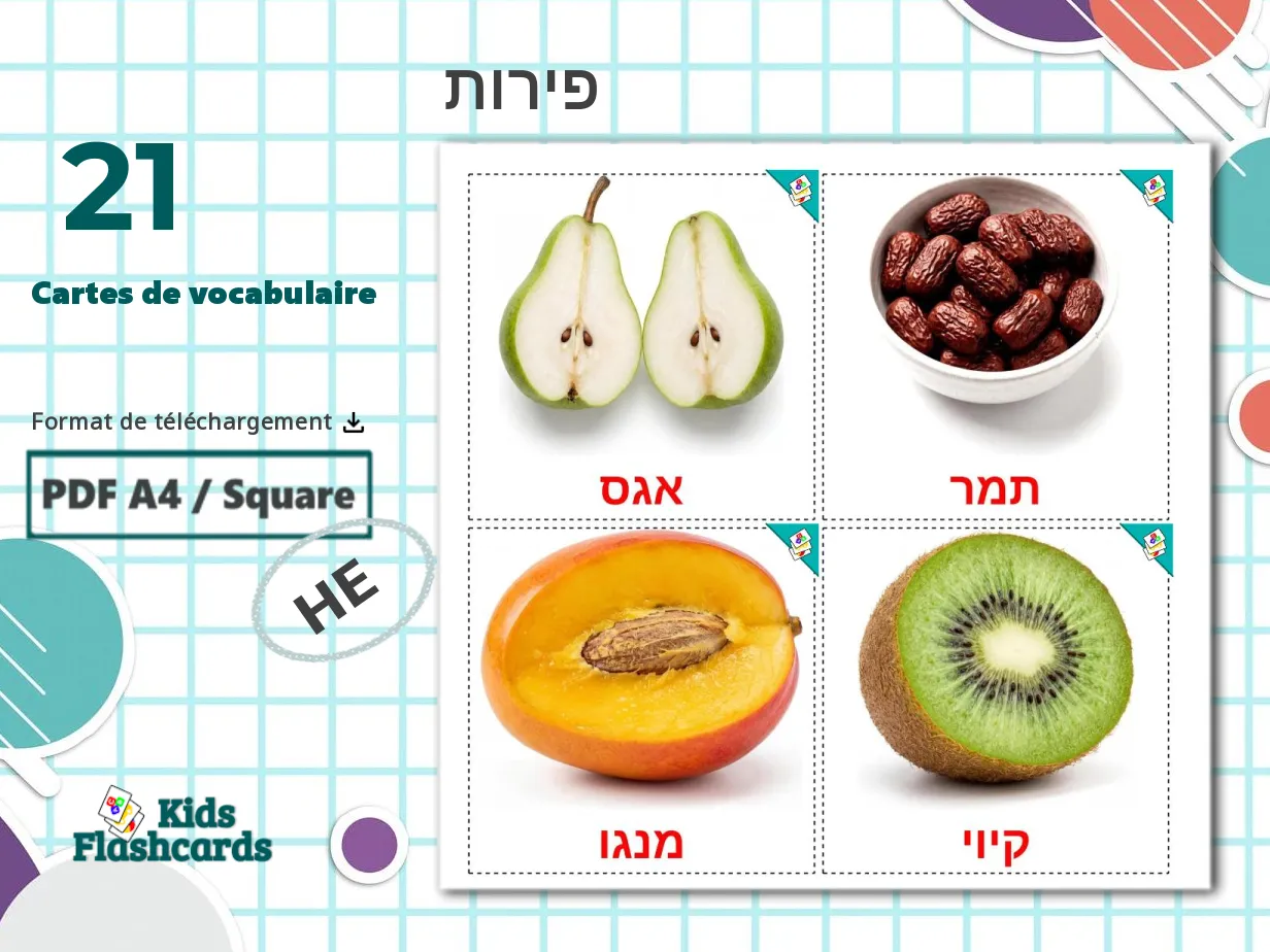 21 Cartes de Vocabulaire pour Enfants GRATUITES Les Fruits à Imprimer ...