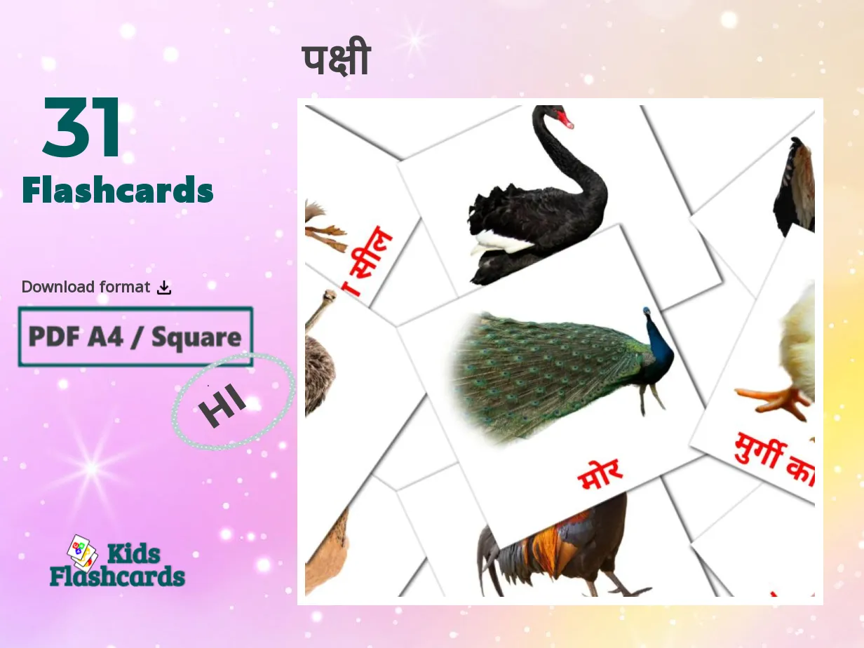 31 FREE Hindi Birds Flashcards | PDF