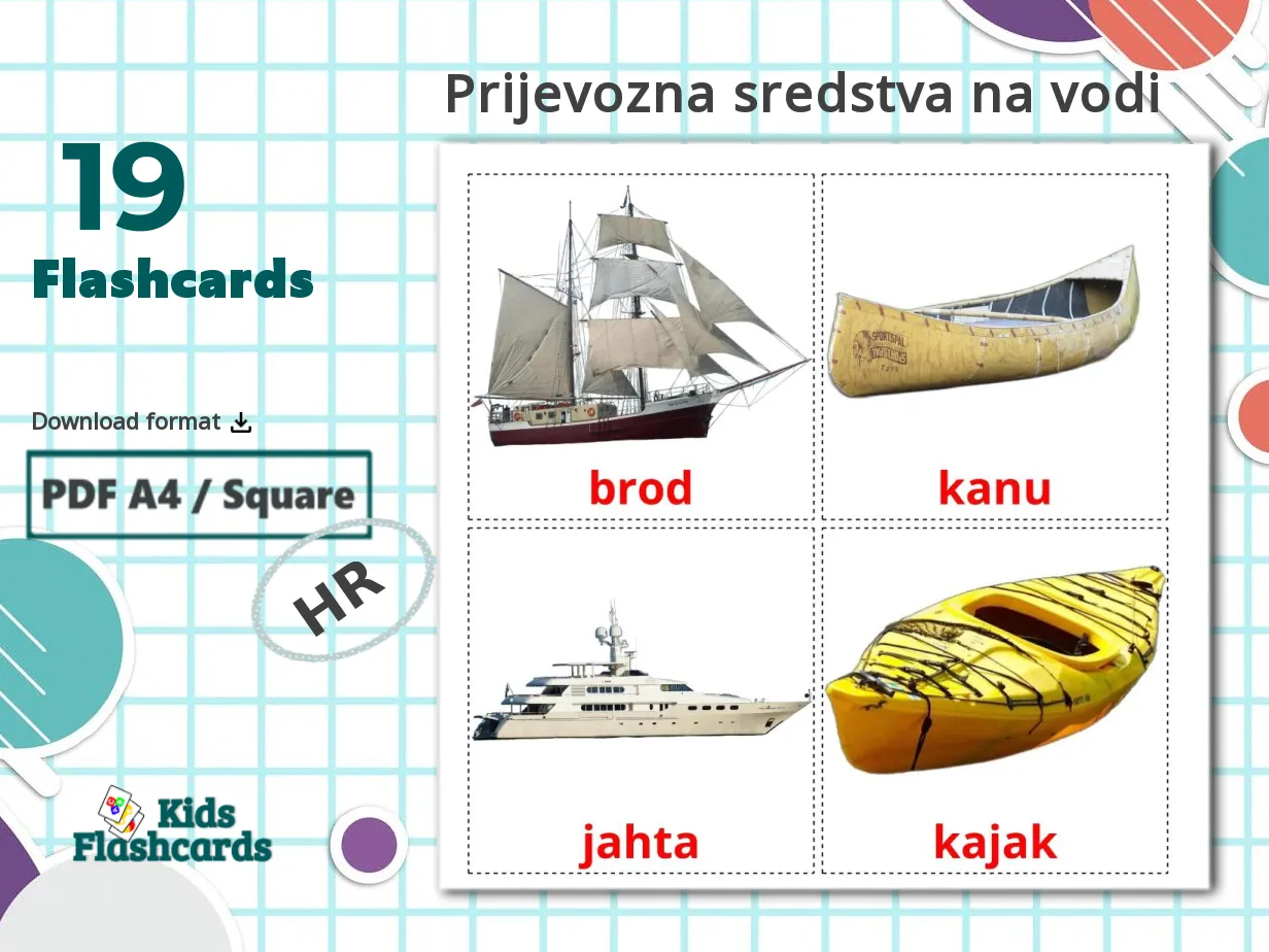 19 Printable Water transport Flashcards in Croatian (Free PDF)