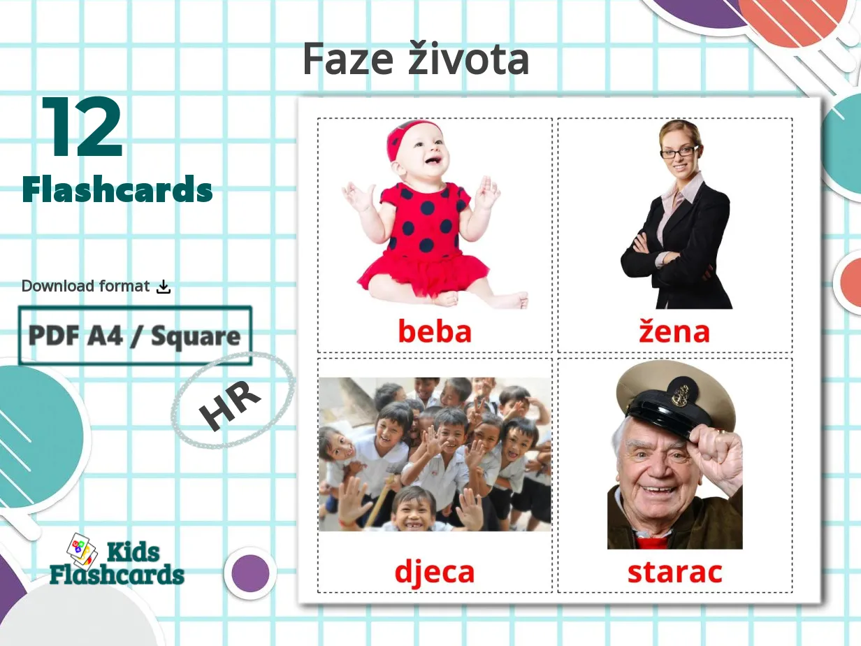 12 Printable Stages Flashcards in Croatian (Free PDF)