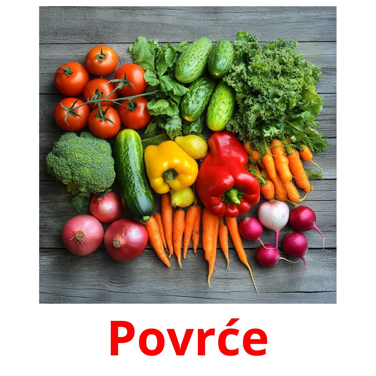 30 Printable Vegetables Flashcards in Croatian (Free PDF)