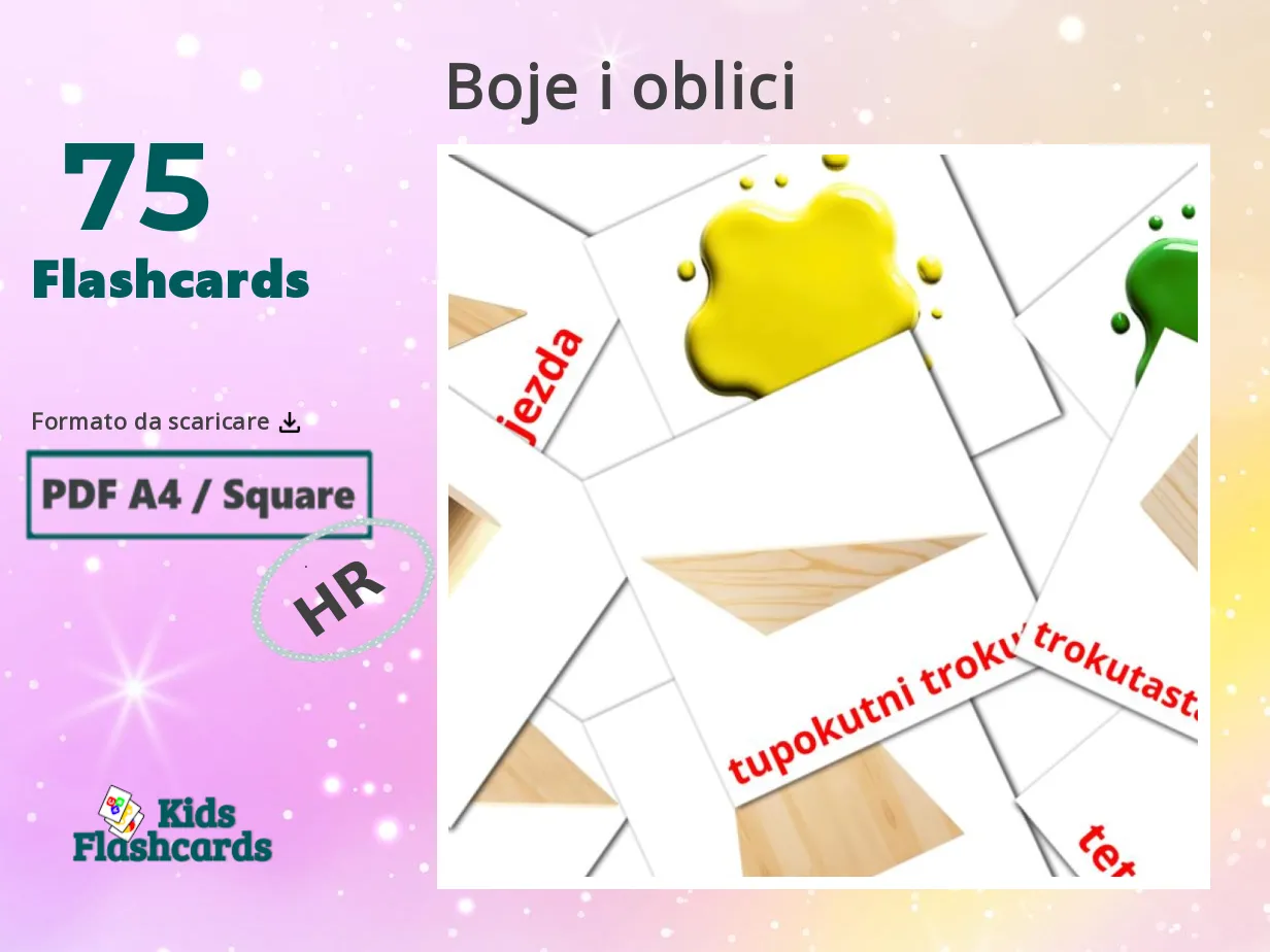 75 Flashcard GRATUITE sugli Colori e forme in Croato | 4 PDF Stampabili