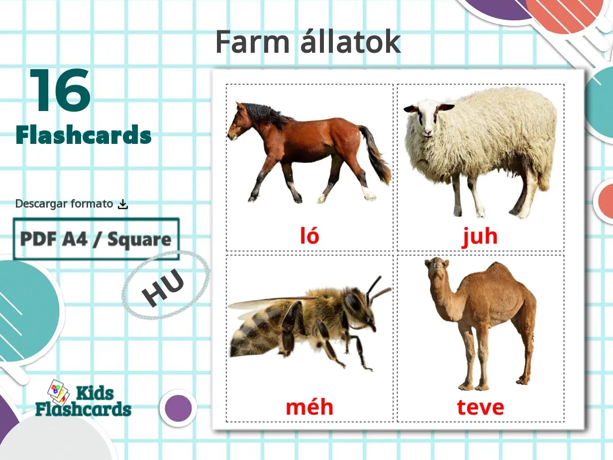 16 Tarjetas de Aprendizaje de Animales en la Granja GRATIS en PDF ...