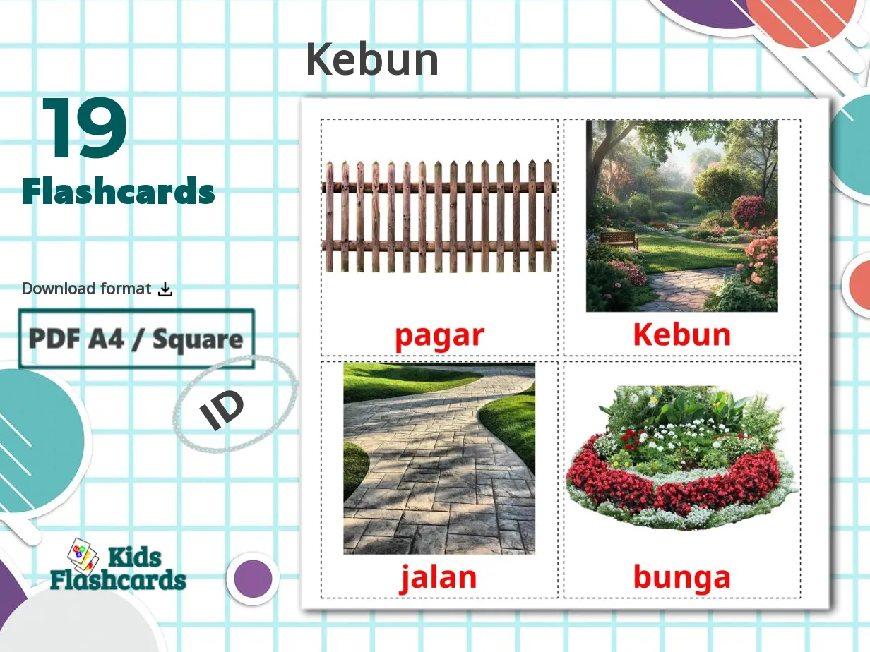19 Printable Garden Flashcards in Indonesian (Free PDF)