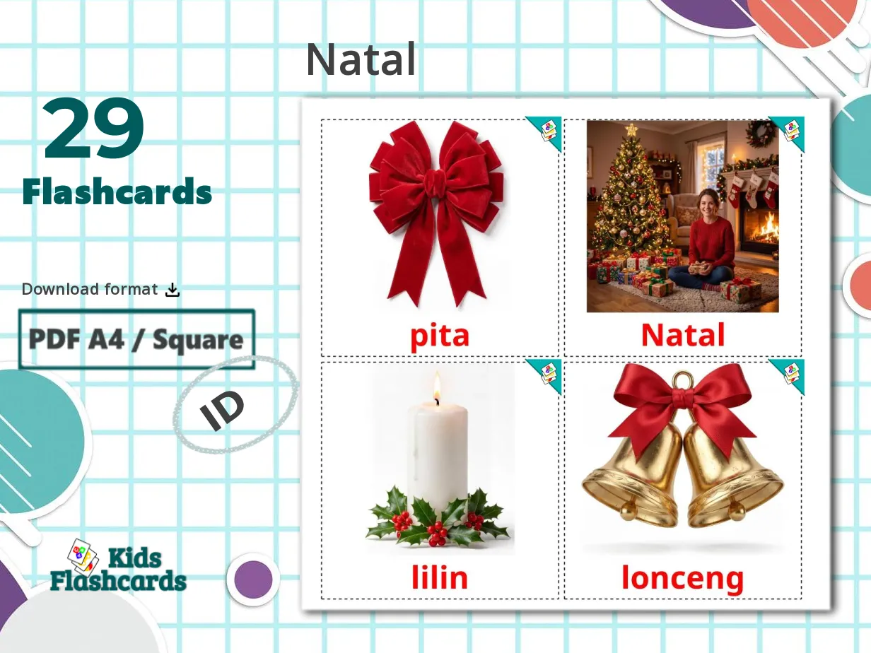 29 Printable Christmas Flashcards in Indonesian (Free PDF)