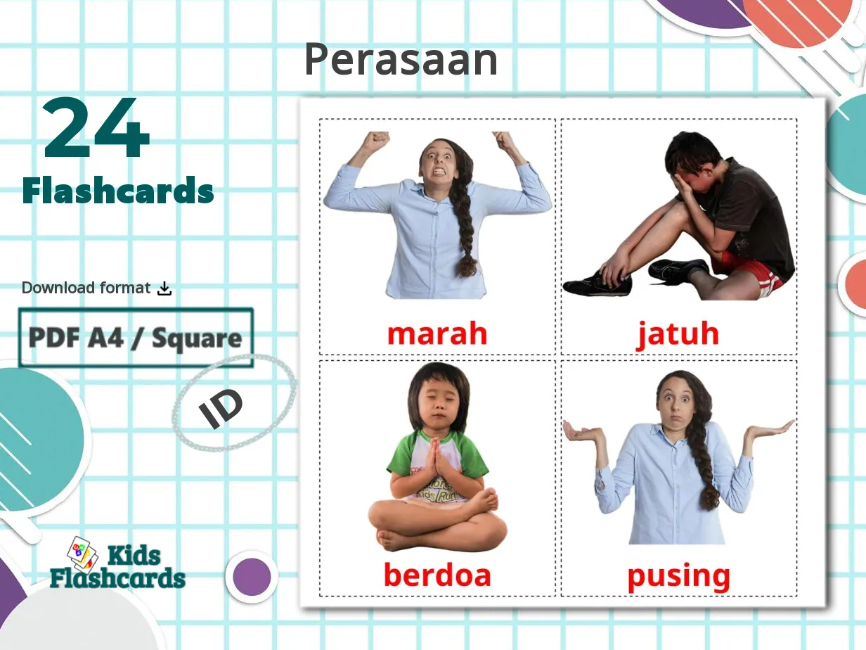 24 Printable State verbs Flashcards in Indonesian (Free PDF)