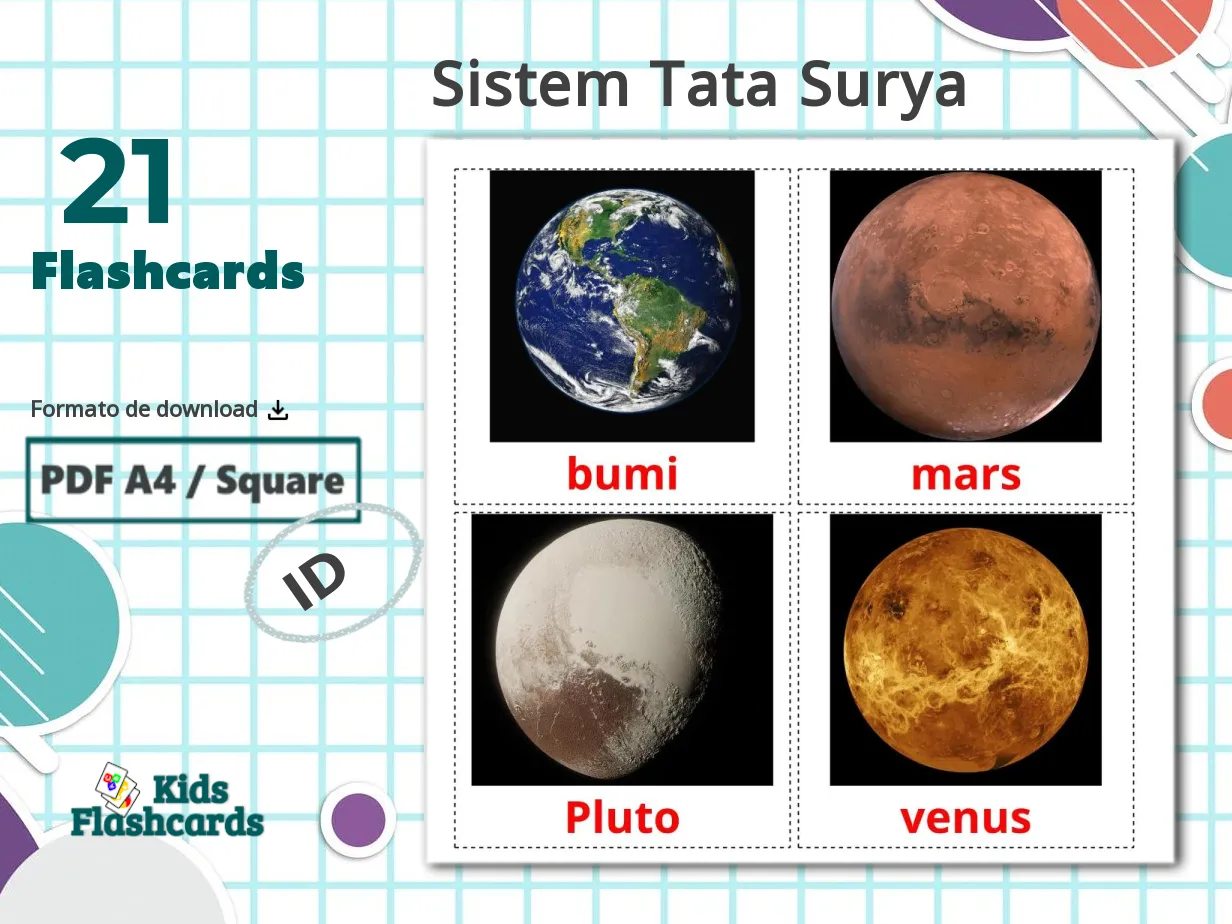 21 Cartões linguagem de Sistema Solar GRÁTIS em 4 formatos PDF ...