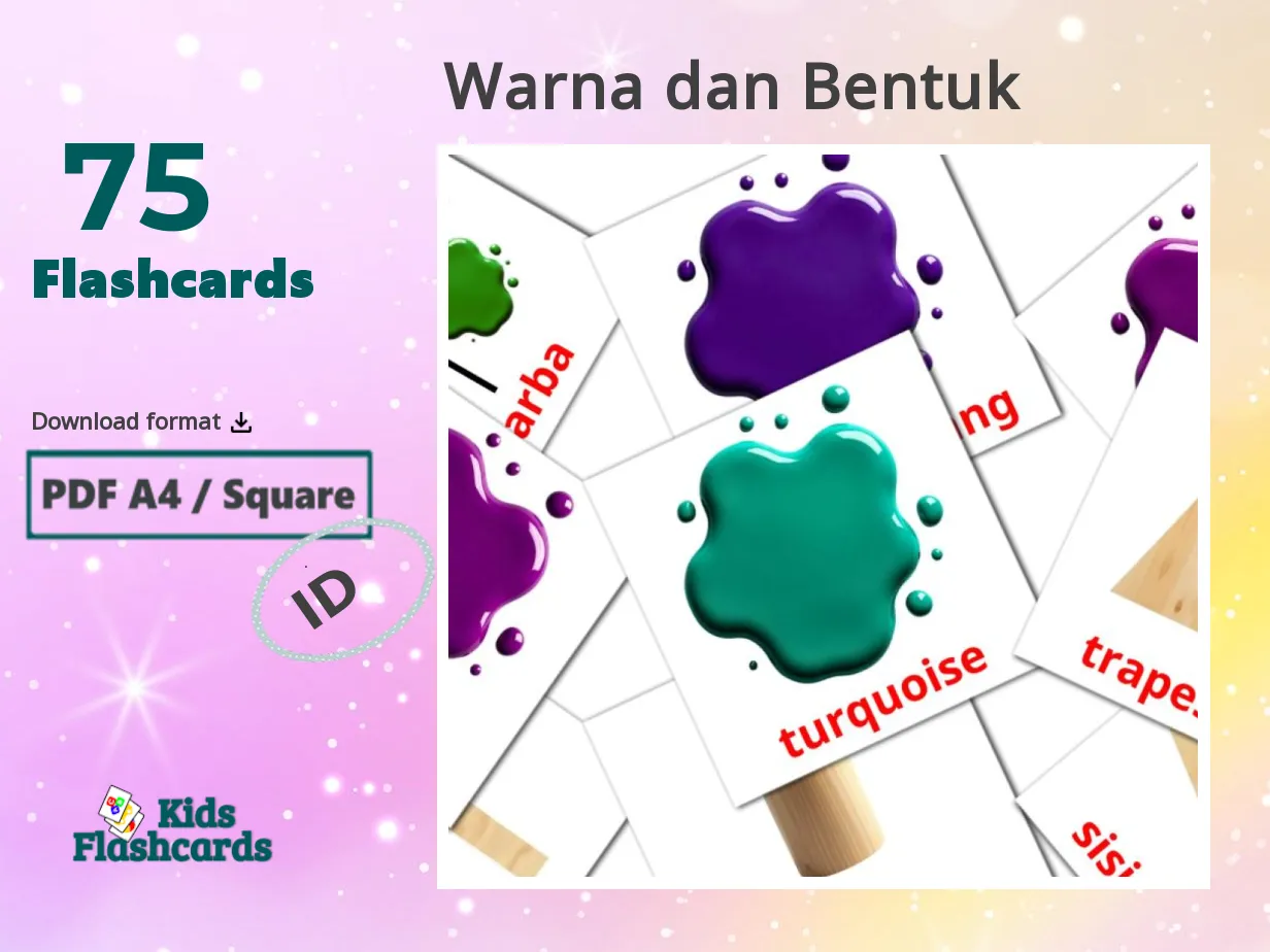 75 FREE Indonesian Colors and shapes Flashcards | PDF
