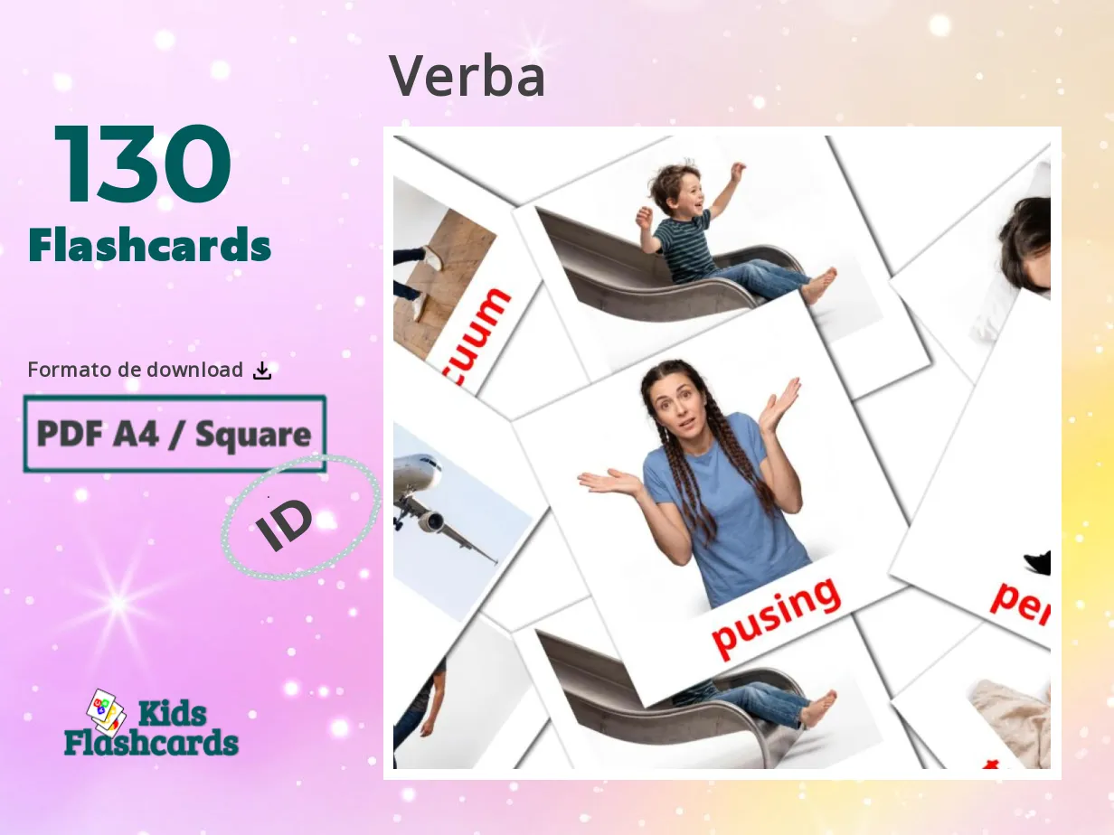 130 Flashcards de Verbos GRÁTIS em Indonésio | 4 PDFs imprimíveis