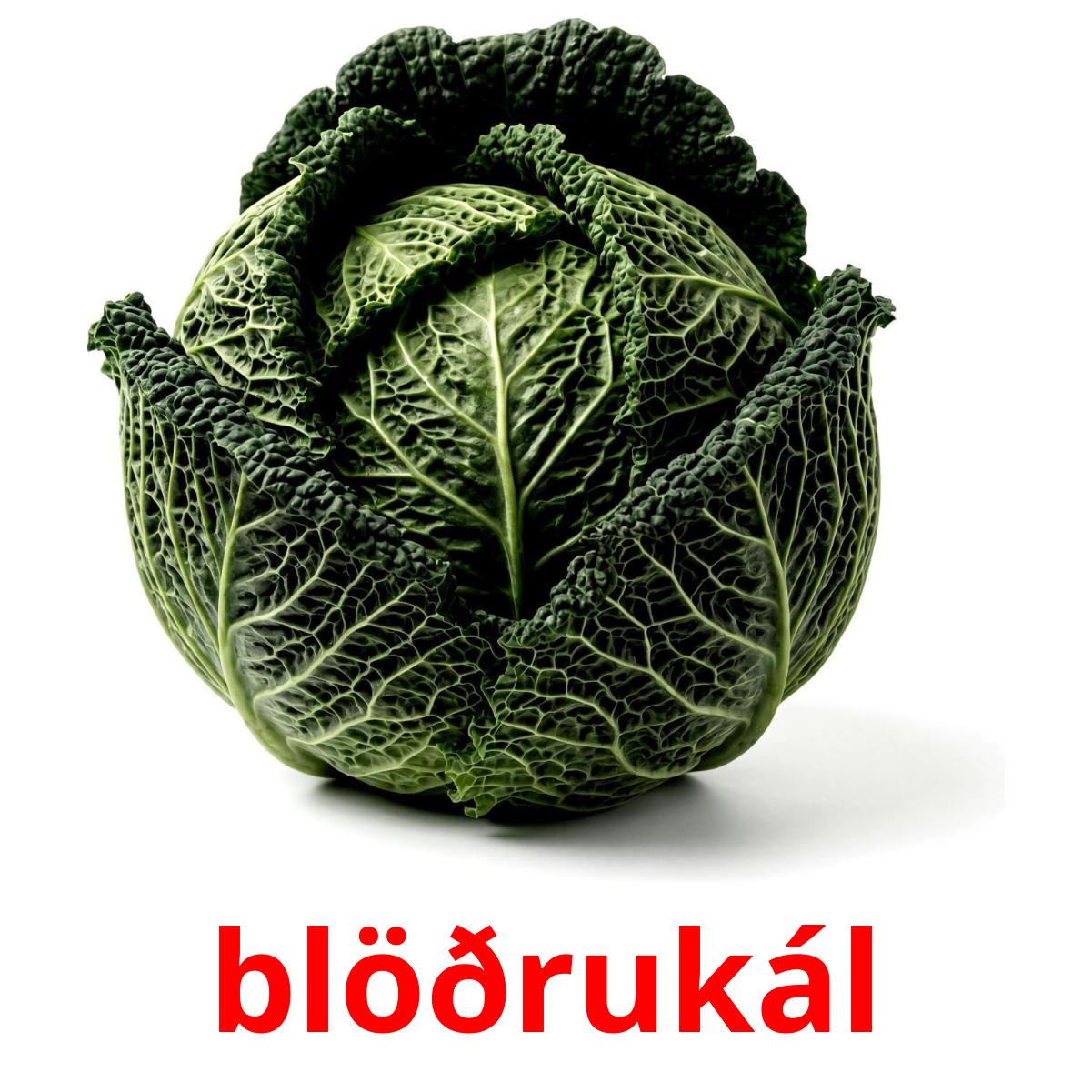 30 Printable Vegetables Flashcards in Icelandic (Free PDF)