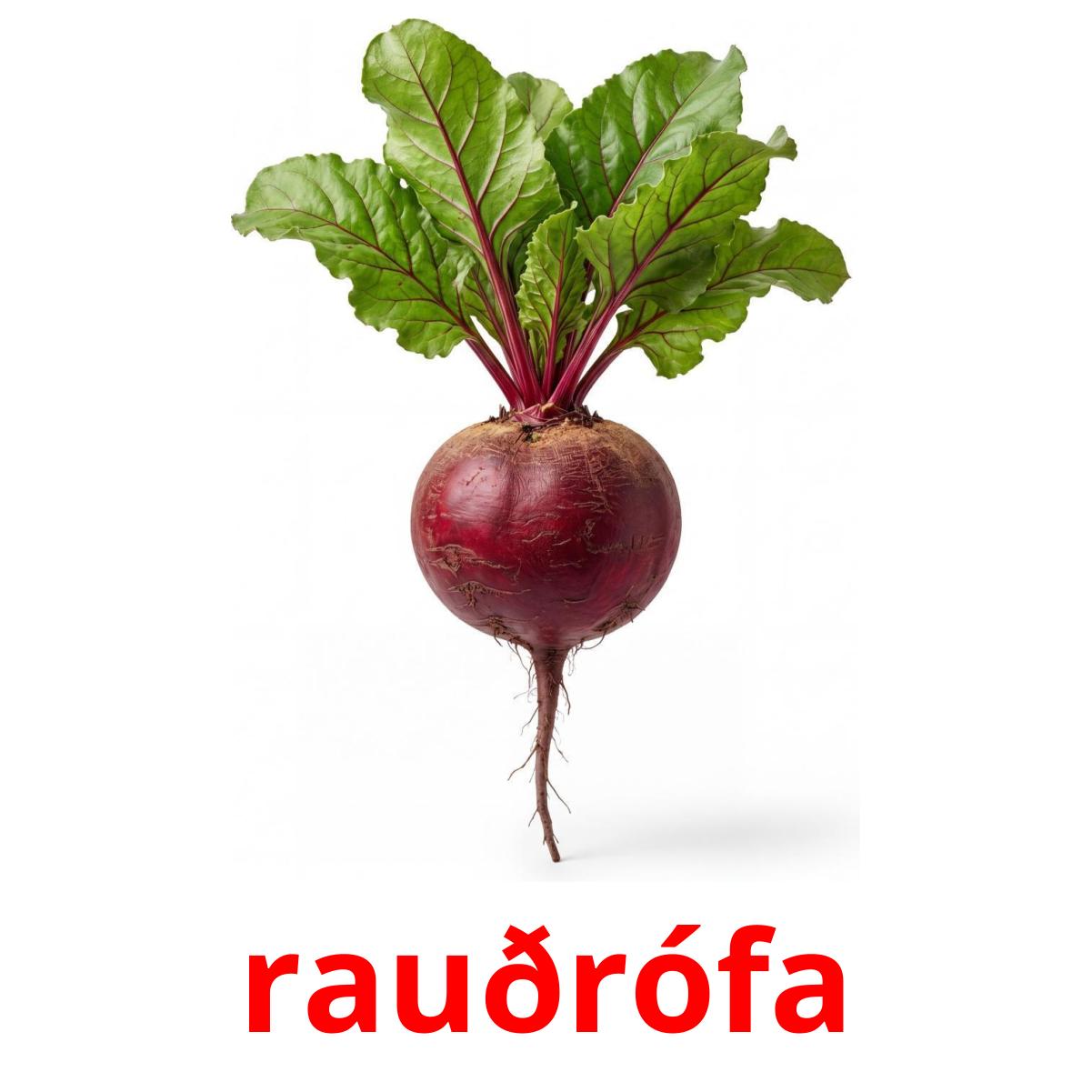 30 Printable Vegetables Flashcards in Icelandic (Free PDF)