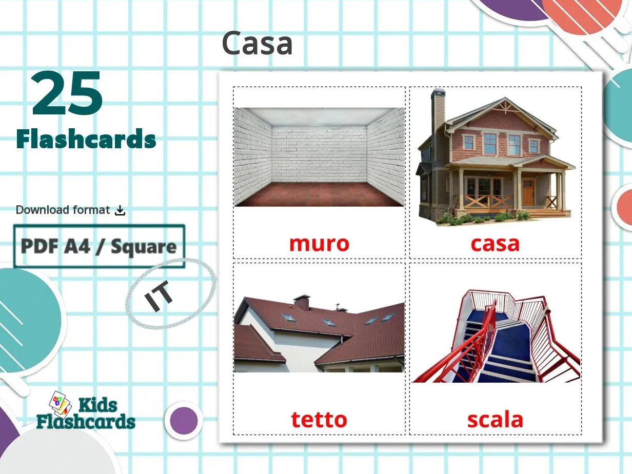 25 Printable House Flashcards in Italian (Free PDF)