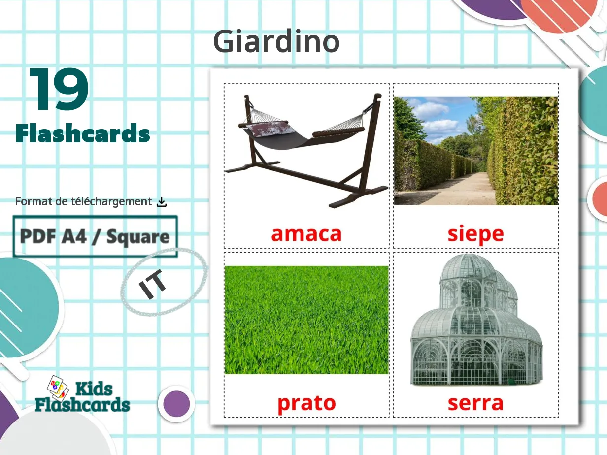 19 Cartes Nomenclature Montessori Jardin GRATUIT à Imprimer en Italien ...