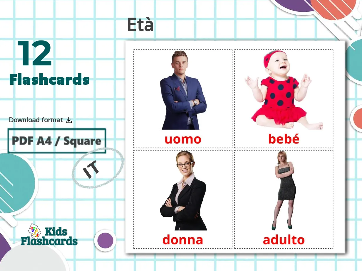 12 Printable Stages Flashcards in Italian (Free PDF)