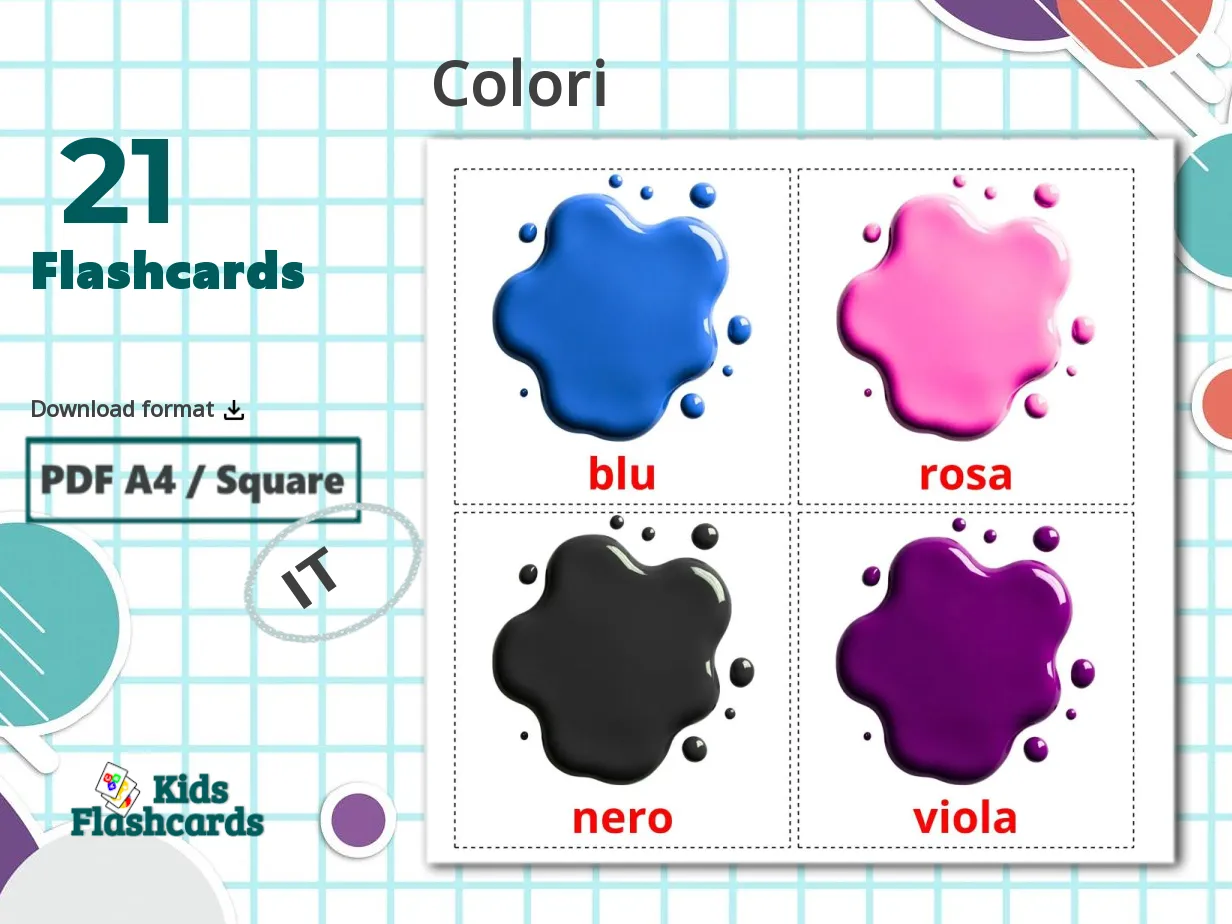 21 Printable Colors Flashcards in Italian (Free PDF)