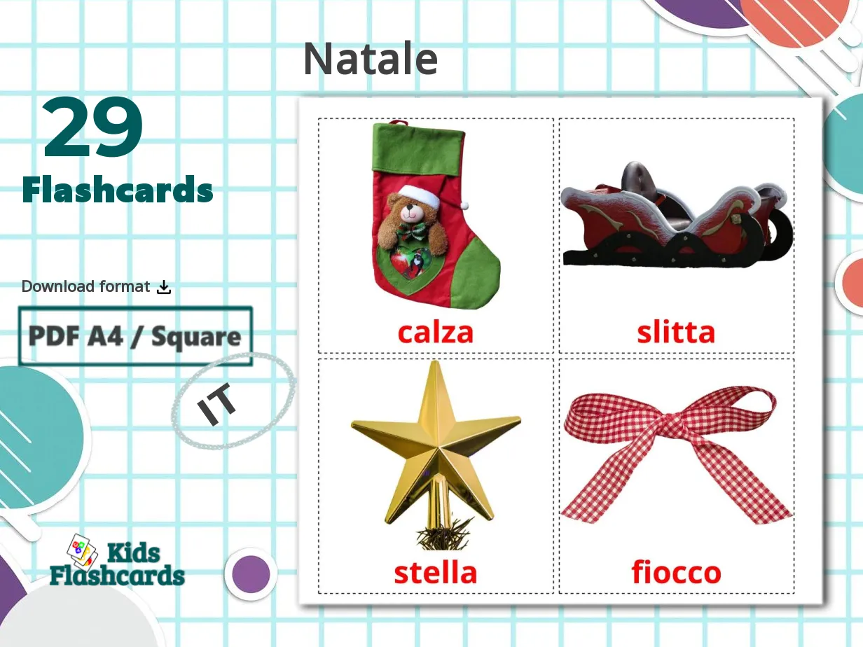 29 Printable Christmas Flashcards in Italian (Free PDF)