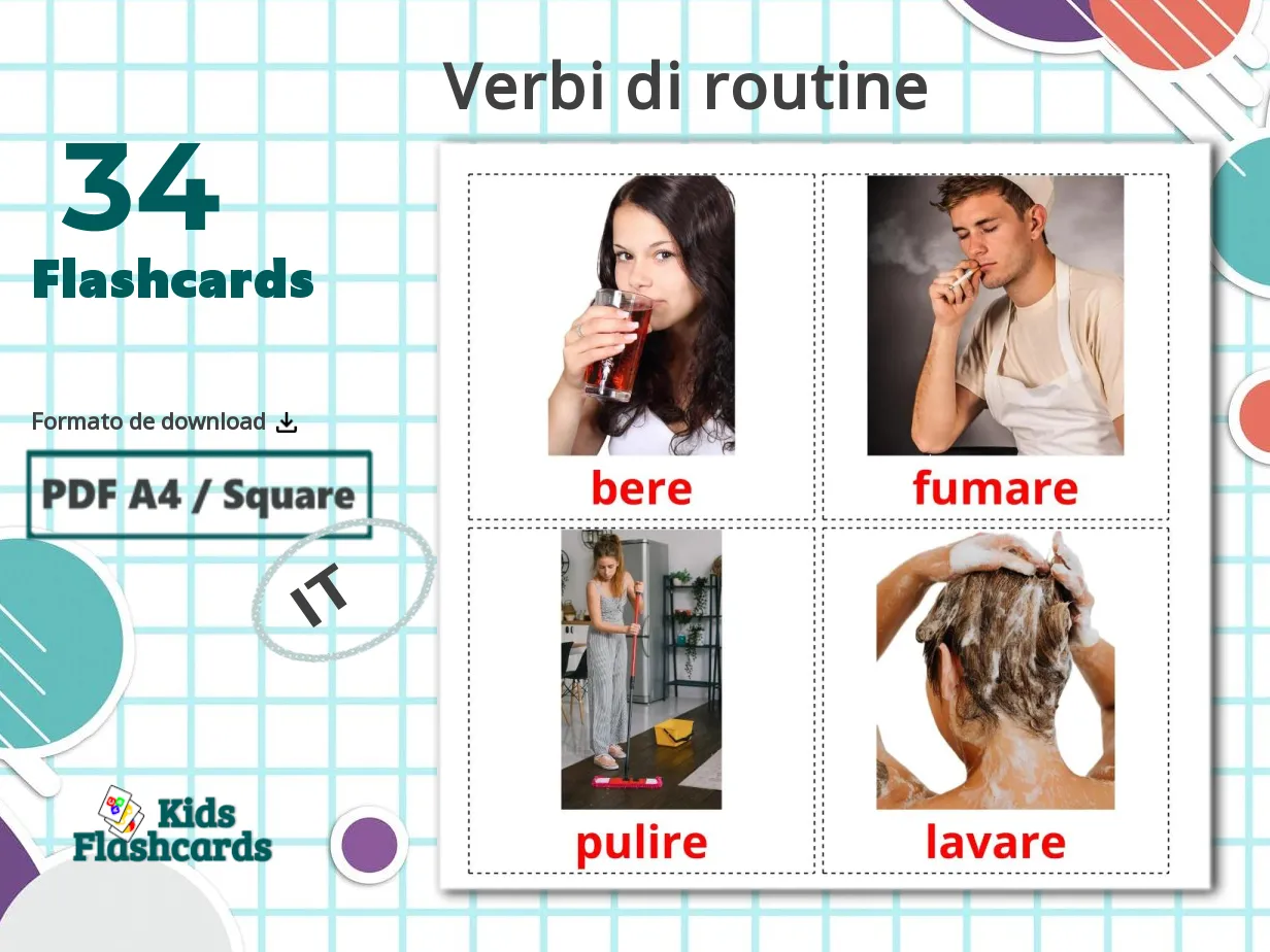 34 Cartões linguagem de Verbos de Rotinas GRÁTIS em 4 formatos PDF ...