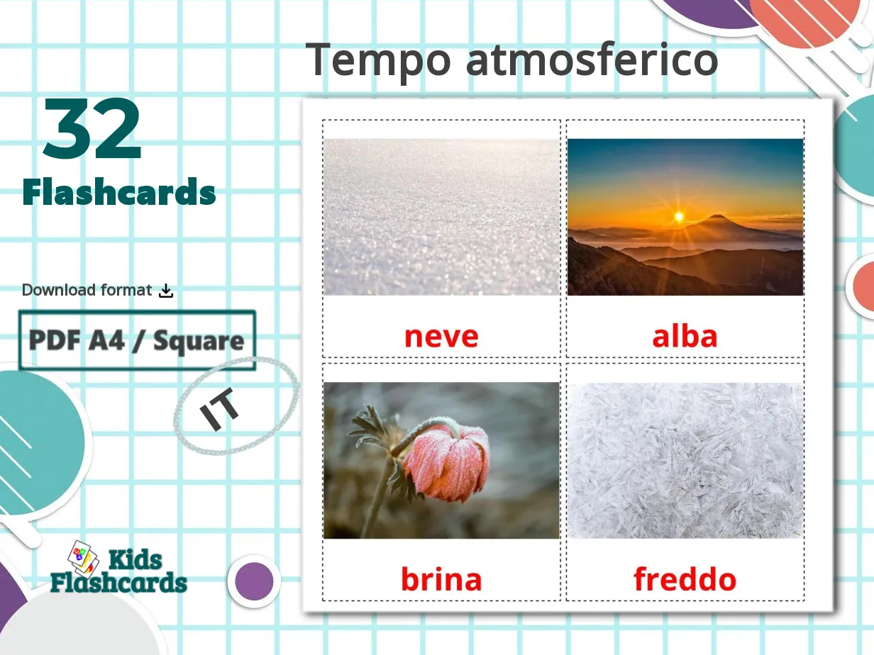 32 Printable Weather Flashcards in Italian (Free PDF)
