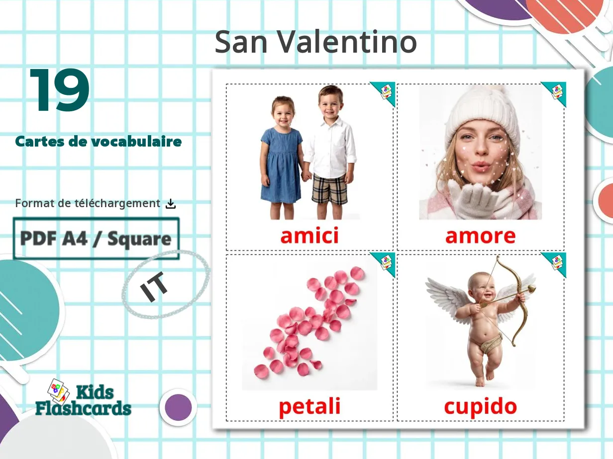 19 Cartes de Vocabulaire pour Enfants GRATUITES La Saint-Valentin à ...