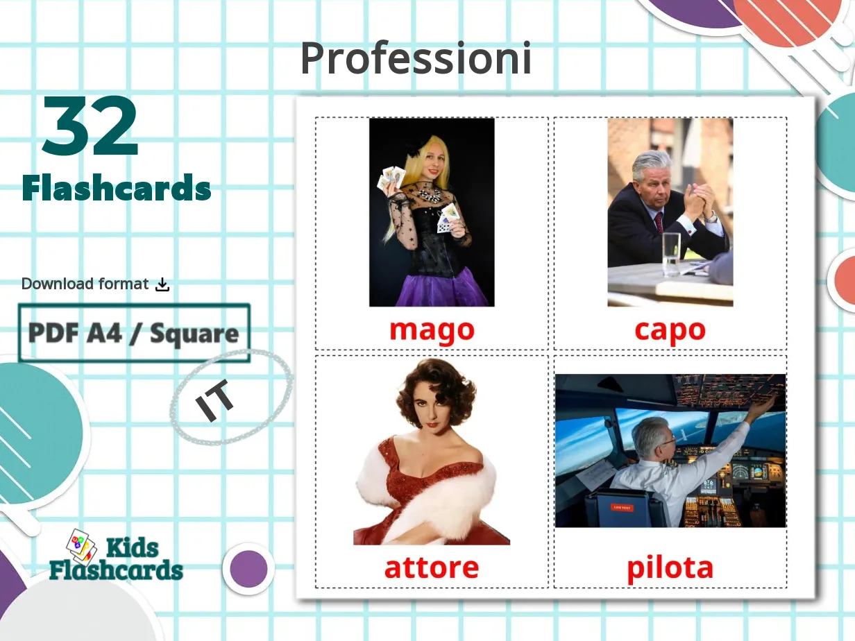 32 Printable Professions Flashcards in Italian (Free PDF)
