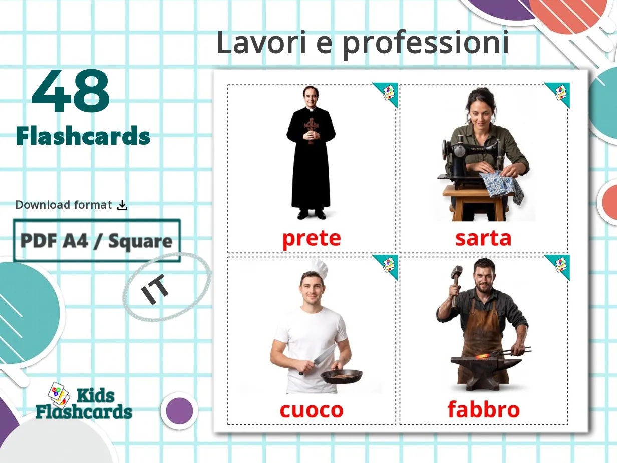48 Printable Jobs and Occupations Flashcards in Italian (Free PDF)