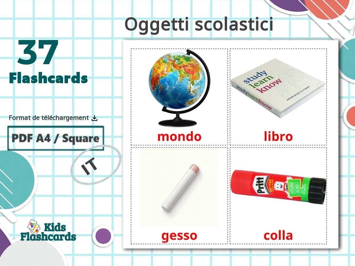37 Cartes de Vocabulaire pour Enfants GRATUITES Objets de la classe à ...