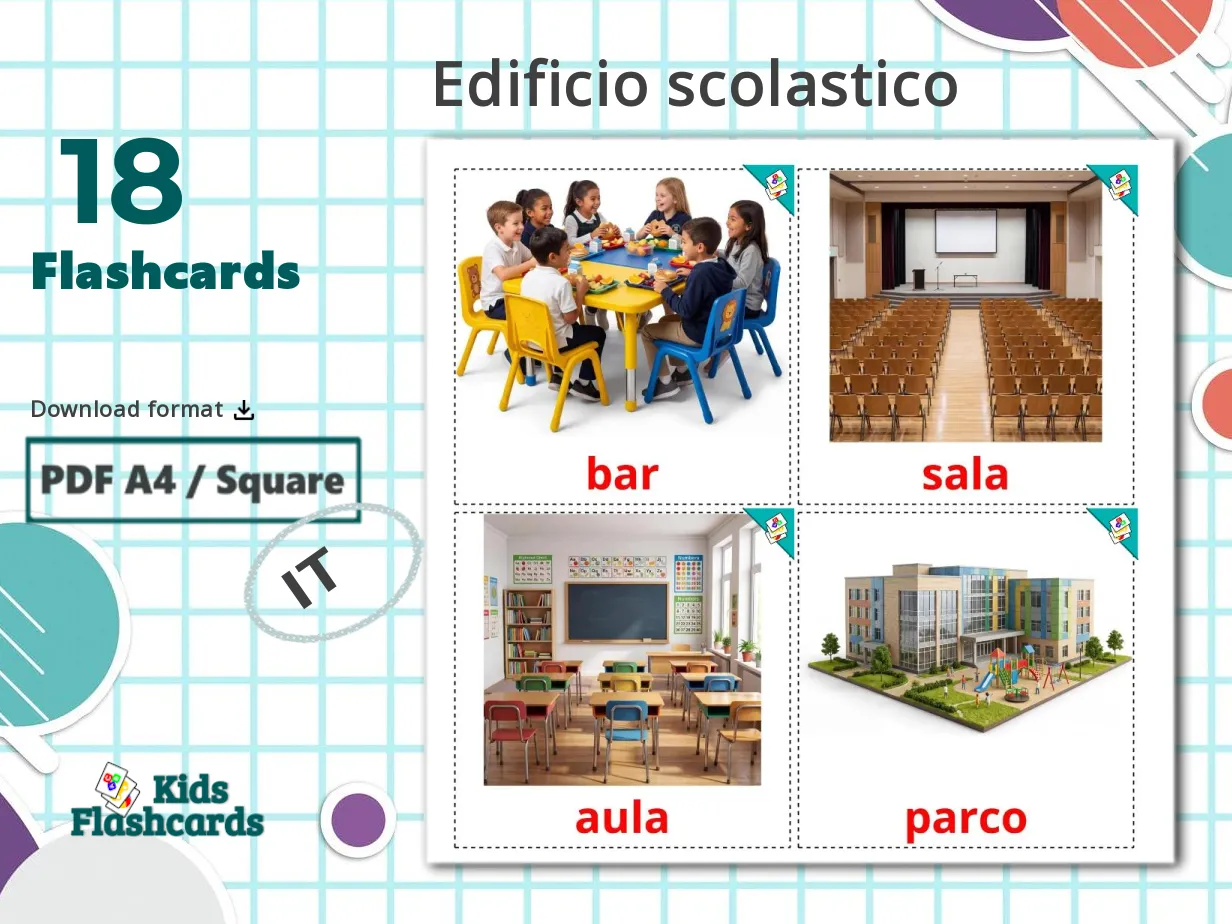 18 Printable School building Flashcards in Italian (Free PDF)