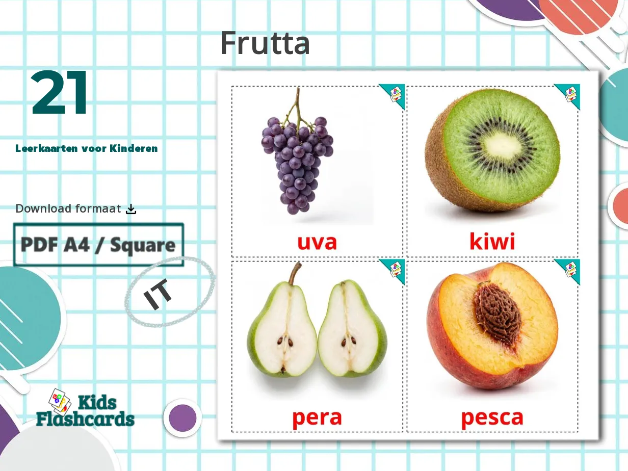 21 GRATIS Fruit Flashcards in 4 PDF formaten | Italiaanse Afbeeldingen