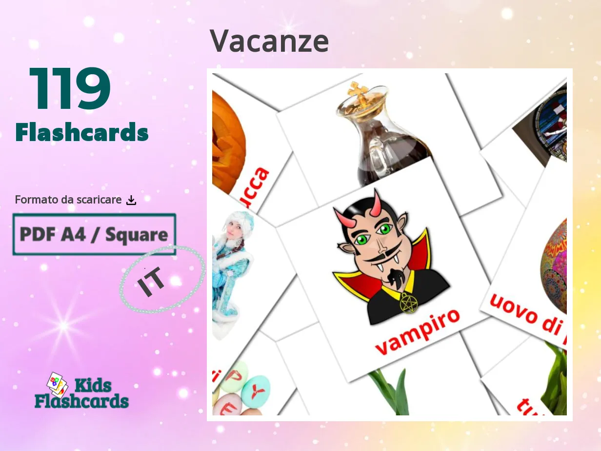 119 Flashcard GRATUITE sugli Vacanze in Italiano | 4 PDF Stampabili