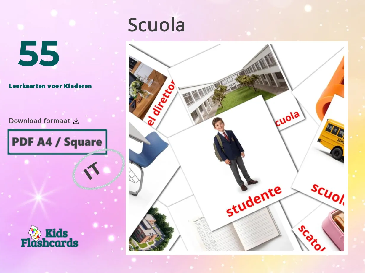 55 GRATIS School Flashcards in het Italiaanse | 4 Printbare PDF's