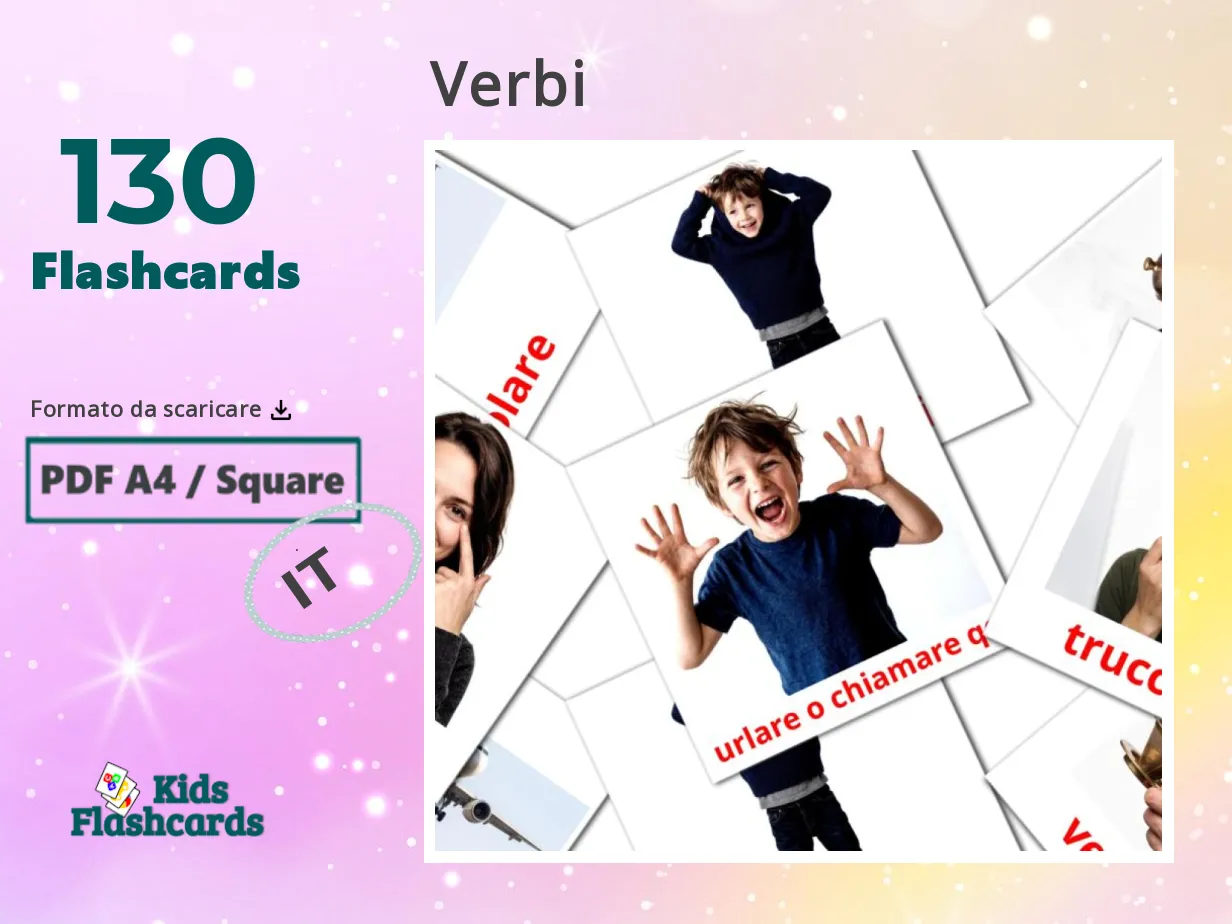 130 Flashcard GRATUITE sugli Verbi in Italiano | 4 PDF Stampabili