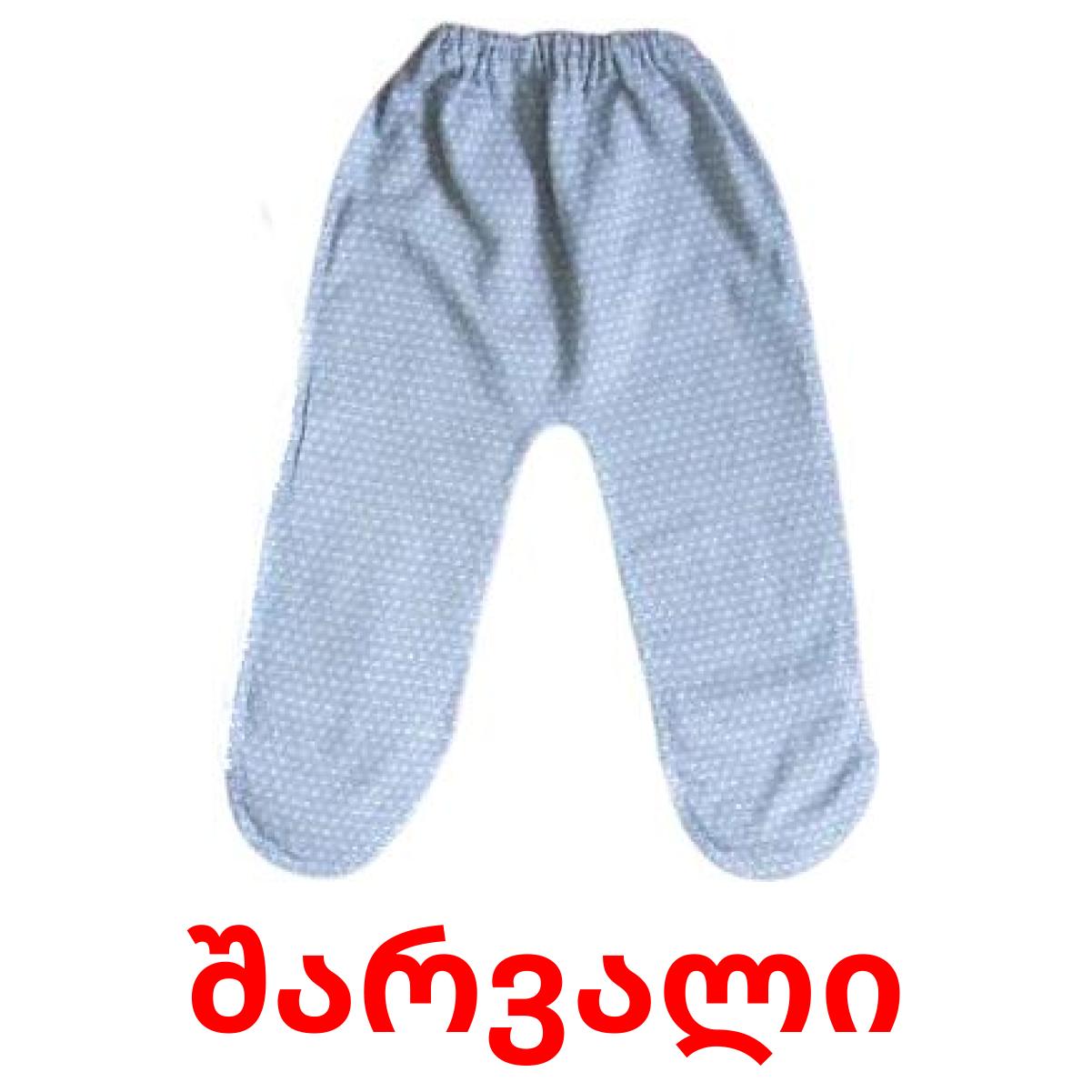 12 Printable Baby clothes Flashcards in Georgian (Free PDF)