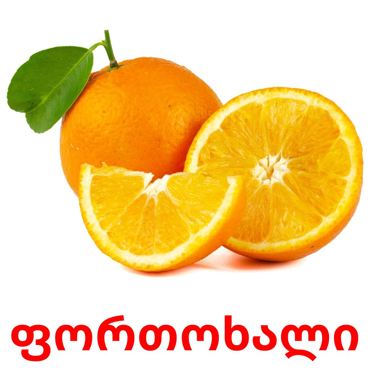 21 Printable Fruits Flashcards in Georgian (Free PDF)