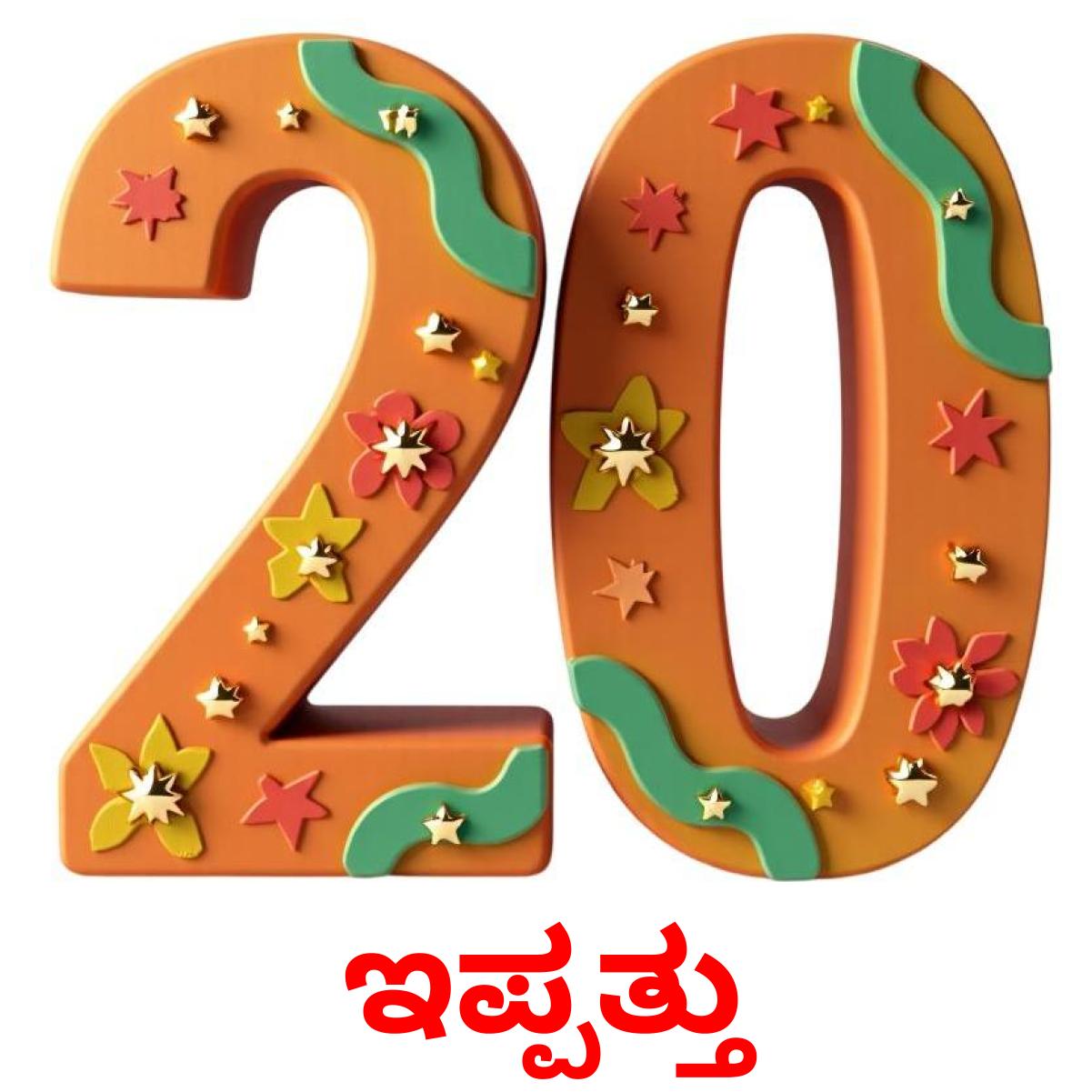20 Printable Numbers (1-20) Flashcards in Kannada (Free PDF)