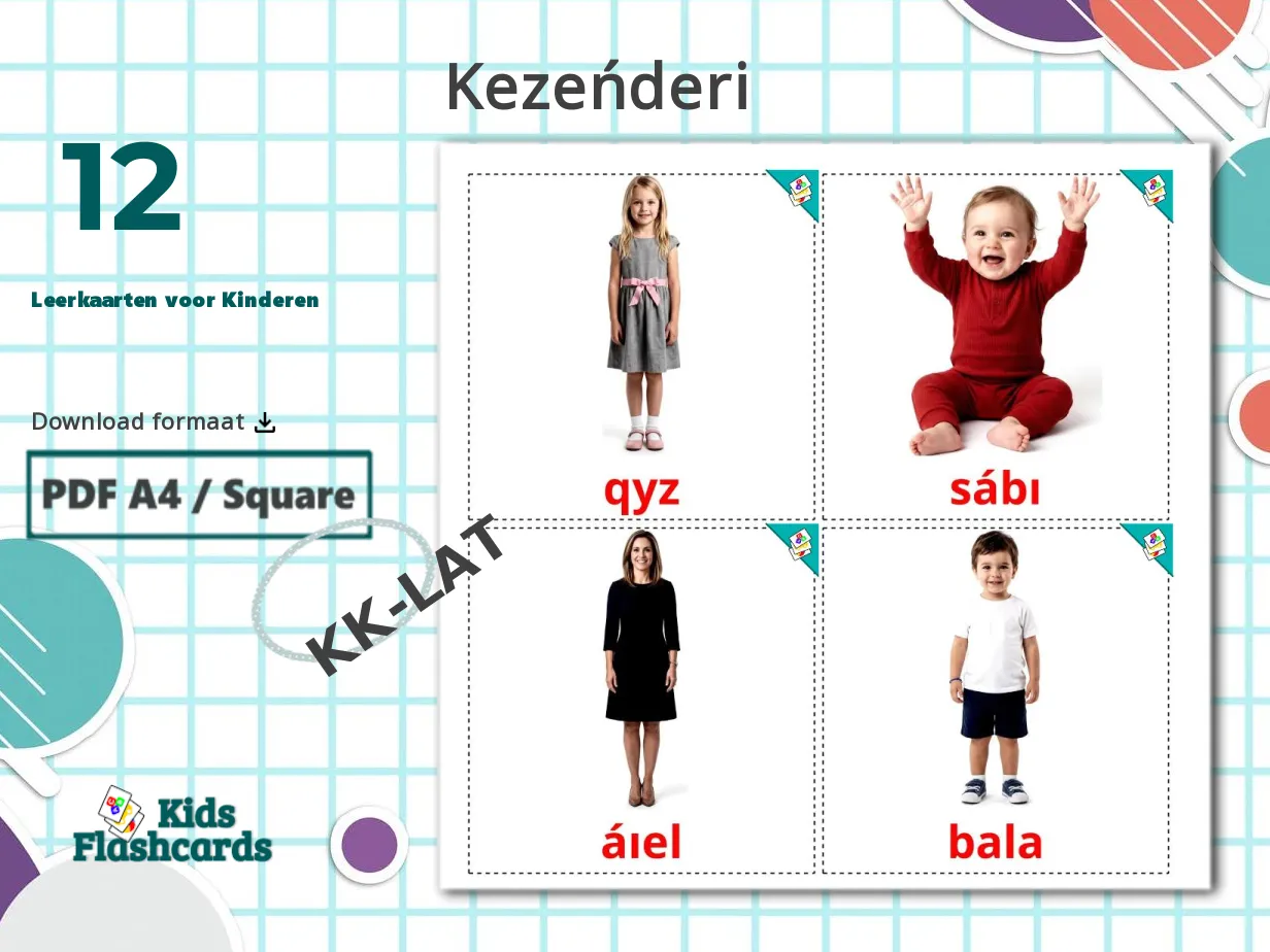 12 GRATIS Fasen Flashcards in 4 PDF formaten | Kazakh(latijn) Afbeeldingen