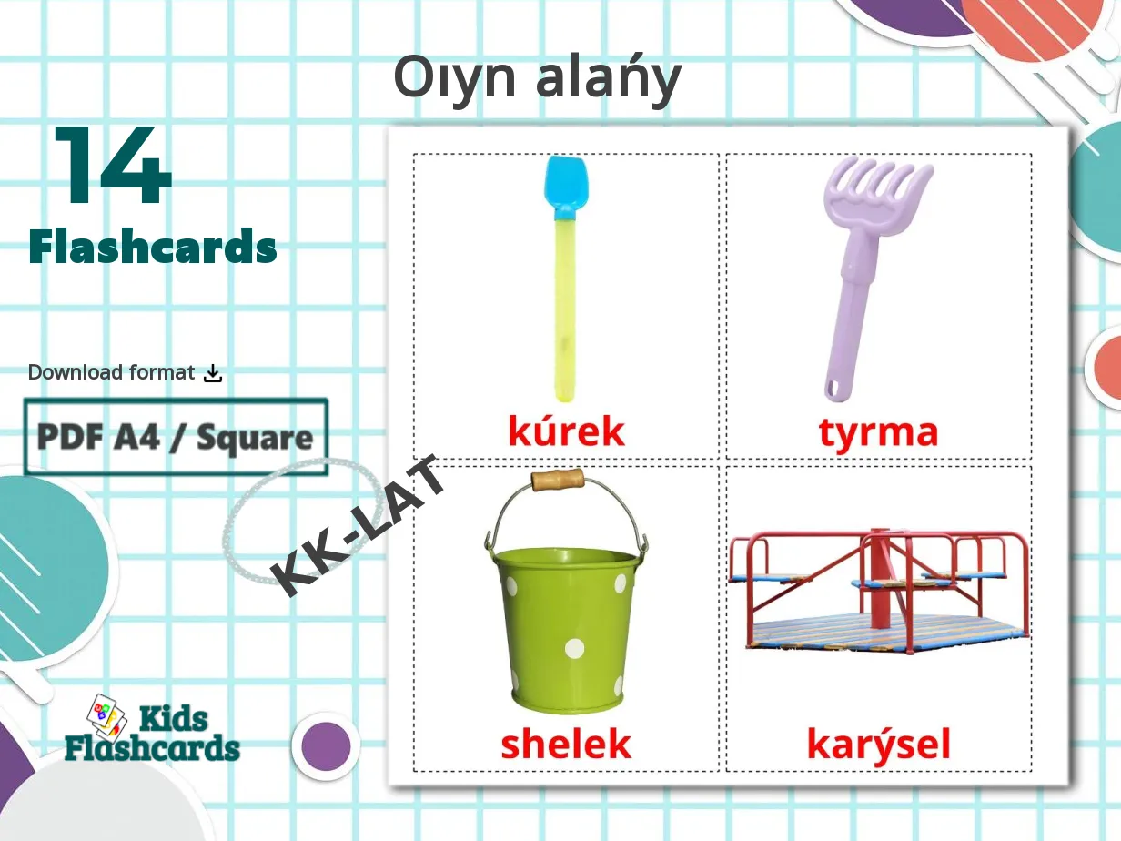 14 Printable Playground Flashcards in Kazakh(latin) (Free PDF)