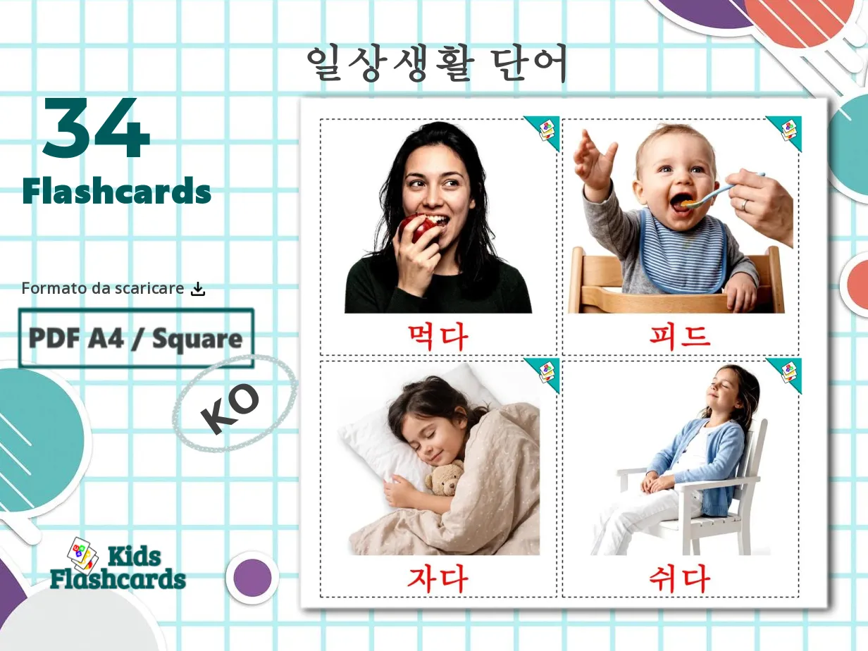 34 Flashcard GRATUITE sui Verbi di routine in 4 Formati PDF | Immagini ...