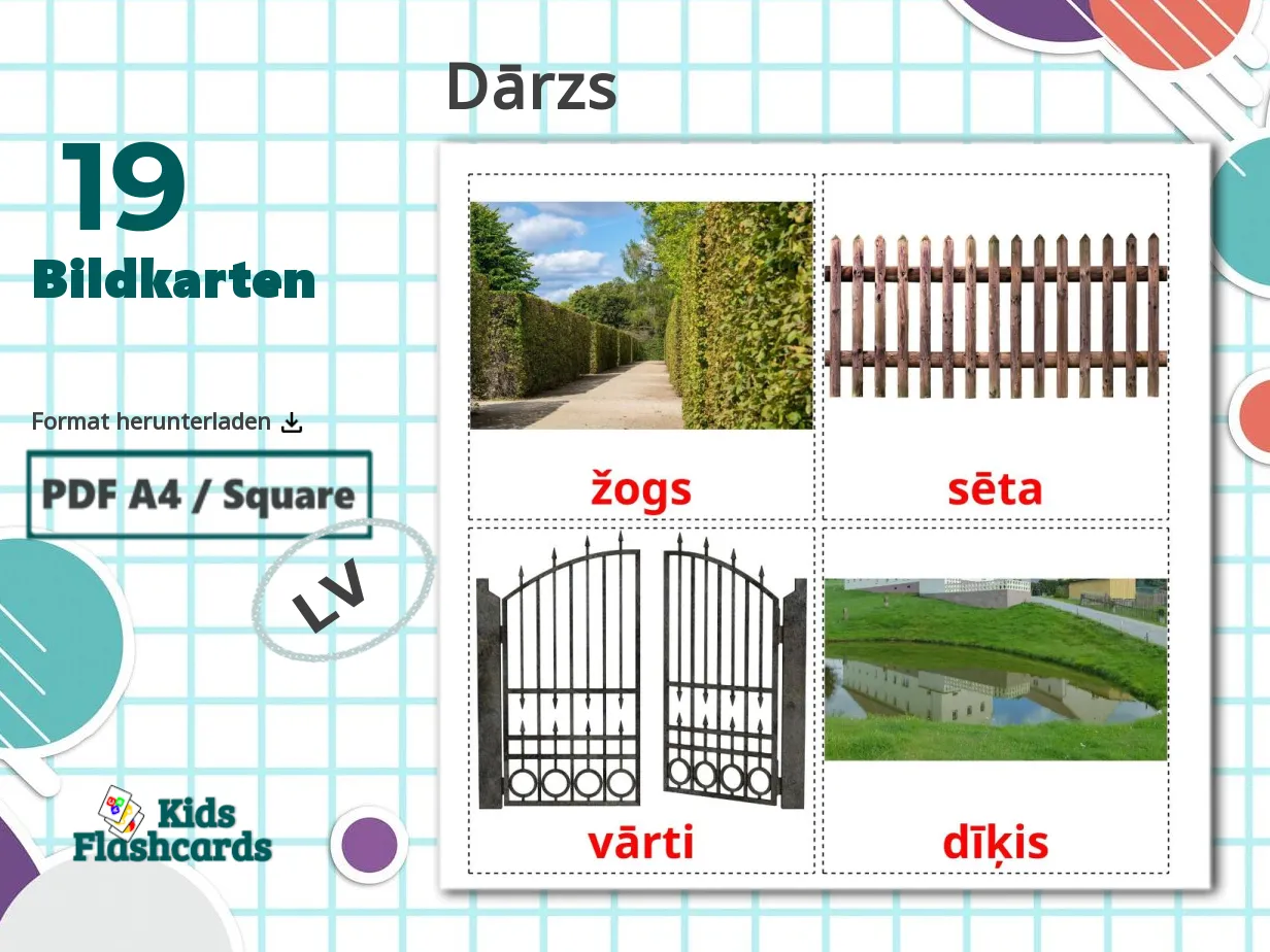 19 Garten Bildkarten in PDF | Lettisch Bilder