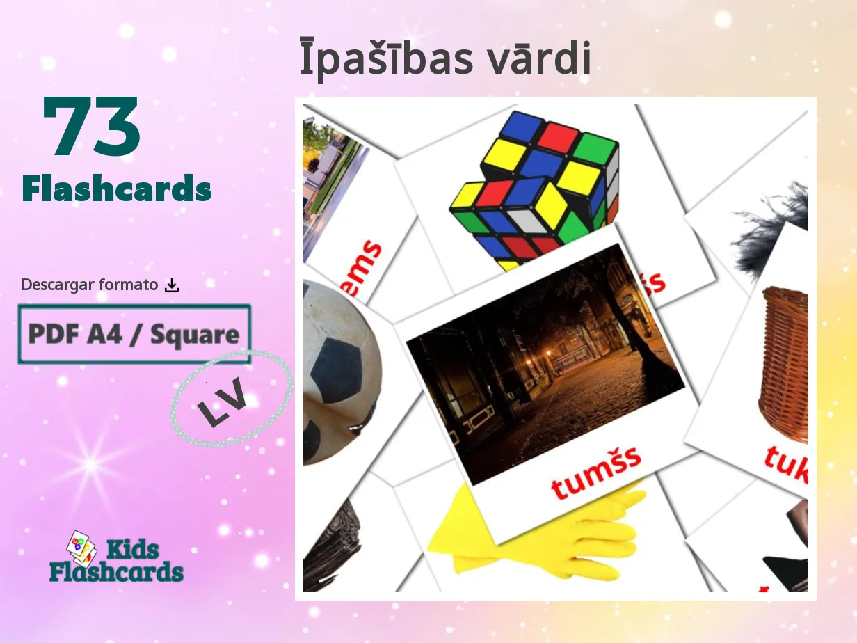 73 Tarjetas Didacticas de Adjetivos para Imprimir GRATIS en Letón | PDFs