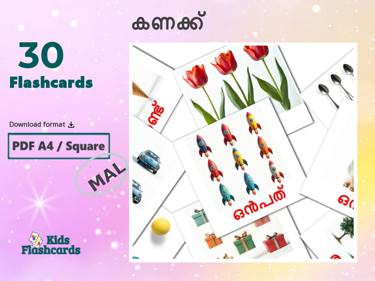 10 FREE Malayalam Math Flashcards | PDF