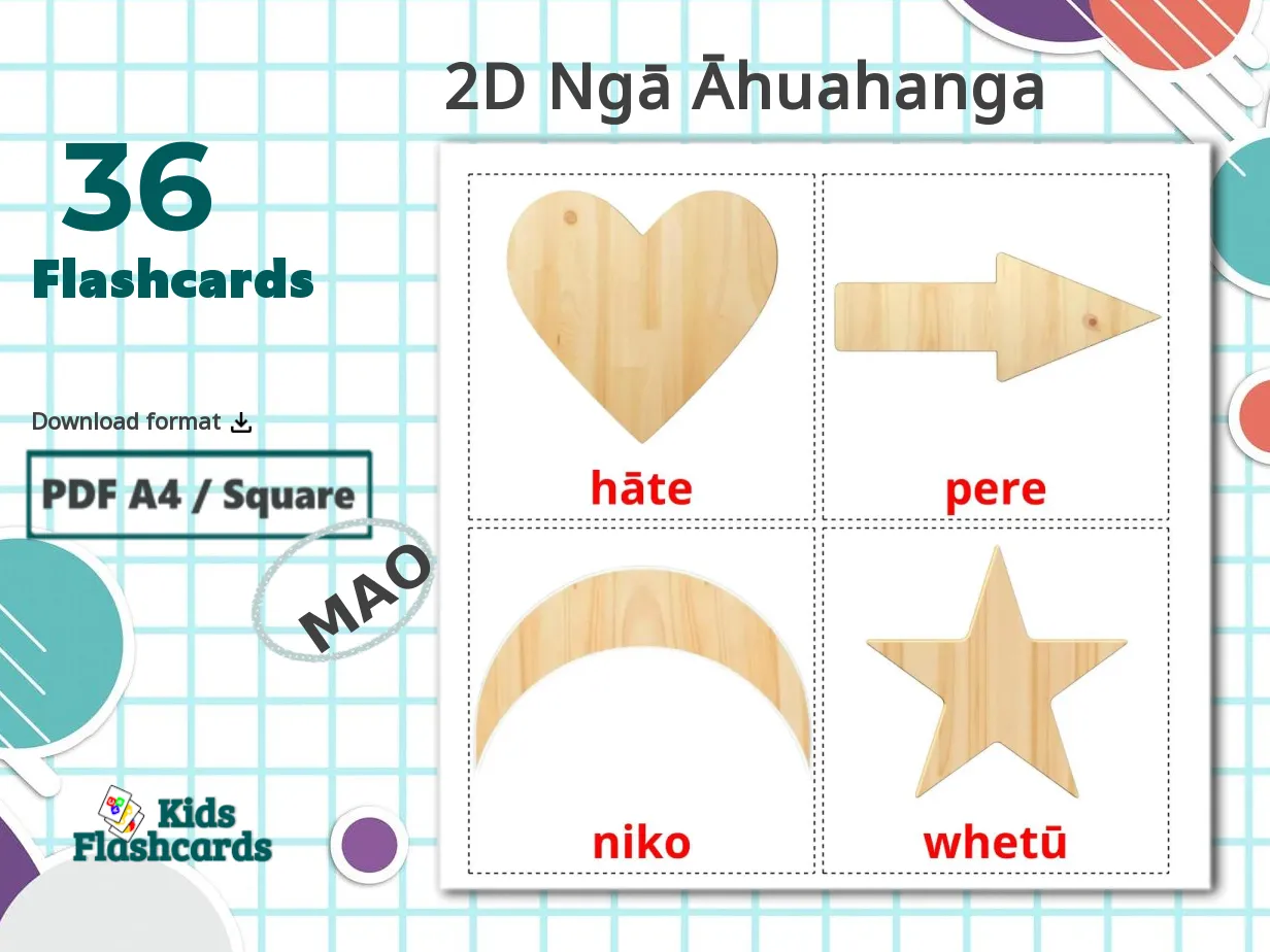 36 Printable 2D Shapes Flashcards in Maori (Free PDF)