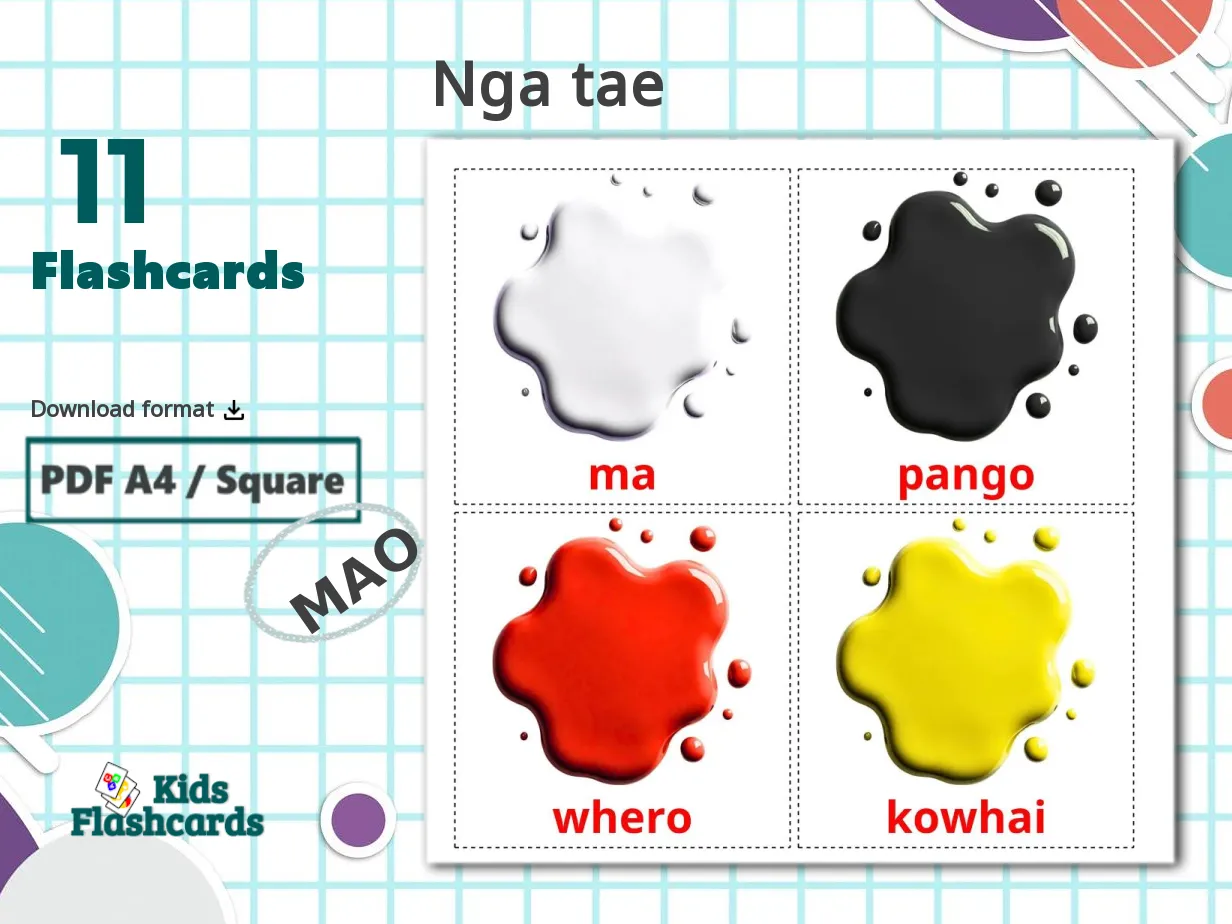 11 Printable Colors Flashcards in Maori (Free PDF)