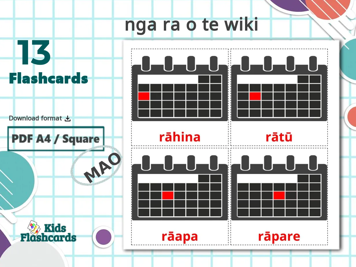 13 Printable Days of Week Flashcards in Maori (Free PDF)